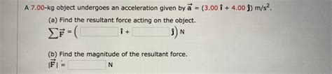 Solved A 7 00 Kg Object Undergoes An Acceleration Given By ã