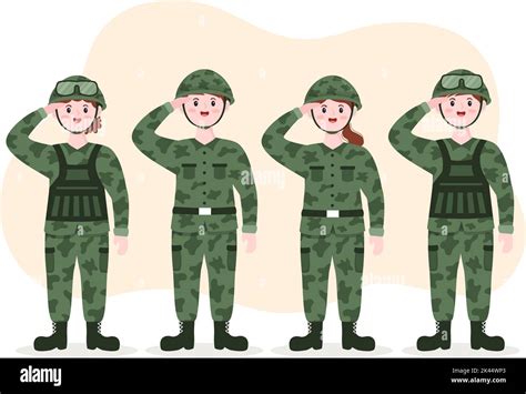 Modèle De La Force Militaire Dessin à La Main Dessin Mignon Dessin à