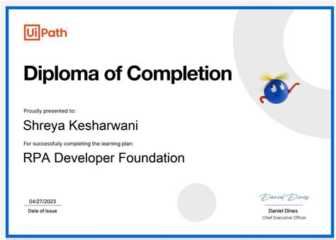 Hey Connections I Am Excited To Share That I Have Get My Rpa Developer