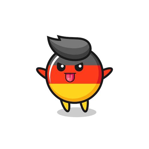 조롱 포즈에 장난 꾸러기 독일 국기 배지 캐릭터 프리미엄 벡터