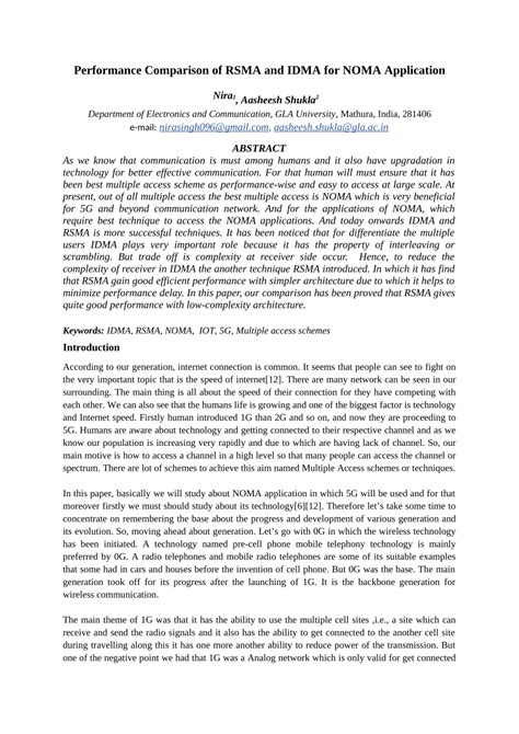 Pdf Performance Comparison Of Rsma And Idma For Noma Application