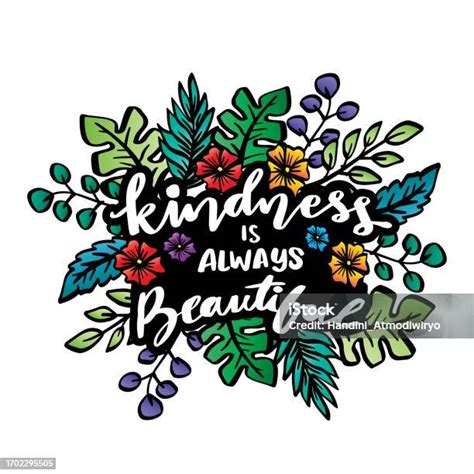친절은 항상 아름답고 손글씨입니다 포스터 동기 부여 인용문 개념에 대한 스톡 벡터 아트 및 기타 이미지 개념 개념과 주제 긍정적인 감정 표현 Istock