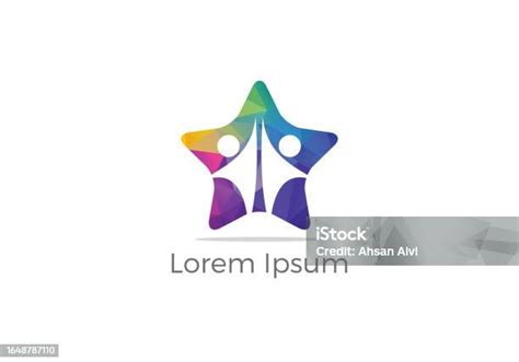 보육원 로고 자선 및 지원 벡터 개념입니다 별 아이콘의 고아입니다 사랑과 행복한 삶 벡터 그림입니다 Charitable Foundation에 대한 스톡 벡터 아트 및 기타