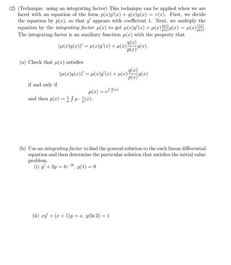 Technique Using An Integrating Factor This Chegg