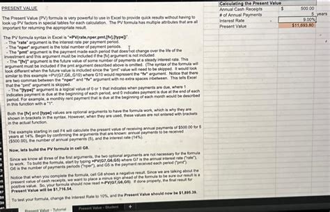 Solved The Present Value PV Formula Is Very Powerful To Chegg Com