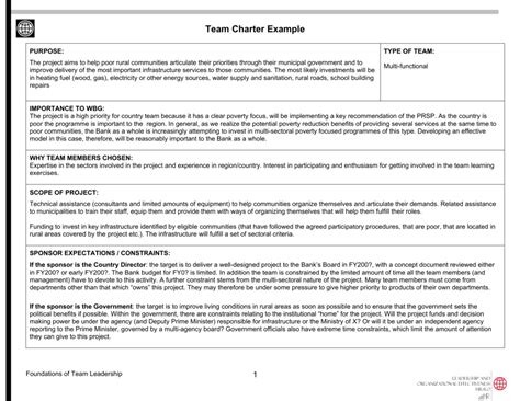 Organizational Charter Template