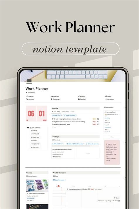 Notion Work Planner Digital Project Management Notion Template