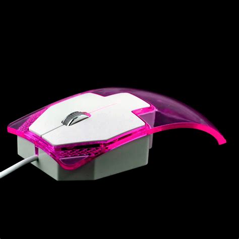 Transparent Led Light Wired Optical Mouse Pink LatestGadget