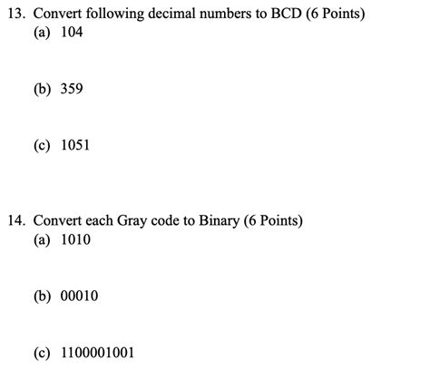 Solved Convert Following Decimal Numbers To BCD Chegg Com