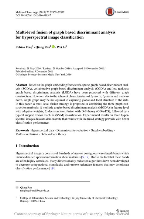 Multi Level Fusion Of Graph Based Discriminant Analysis For