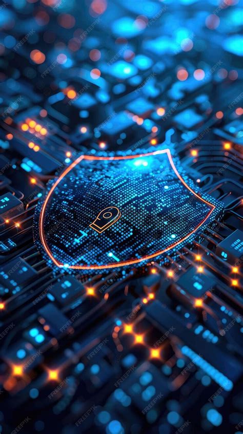 Premium Photo Digital Shield With Padlock And Data Lines Representing Advanced Cybersecurity