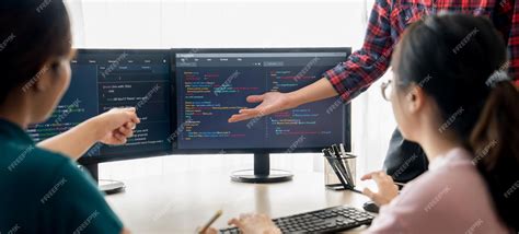 Premium Photo Young Professional Website Developer And Cooperative