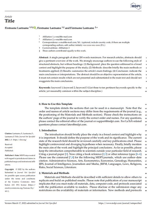 Mdpi Article Template Texpage Mdpi Article Template Texpage