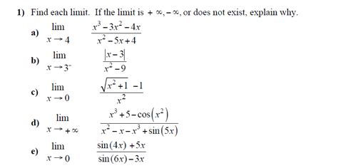 Solved Find Each Limit If The Limit Is Infinity Chegg Com