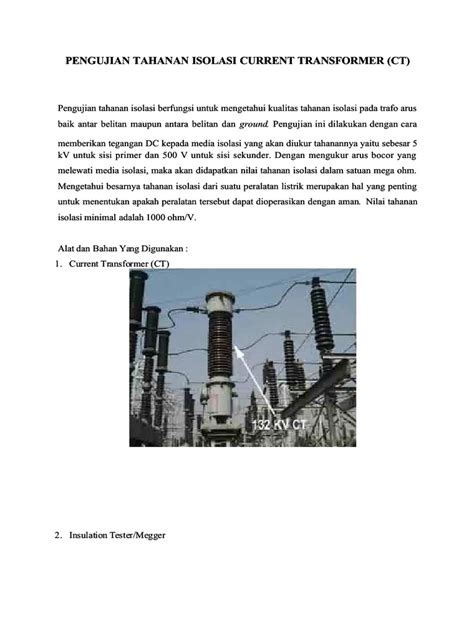 Pdf Pengujian Tahanan Isolasi Current Transformer Compress Pdf