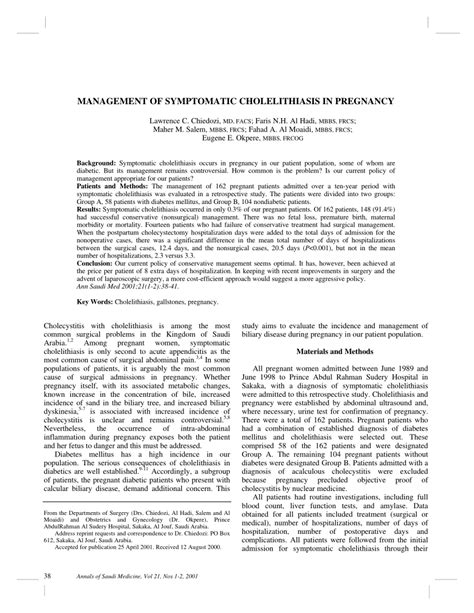 Pdf Management Of Symptomatic Cholelithiasis In Pregnancy