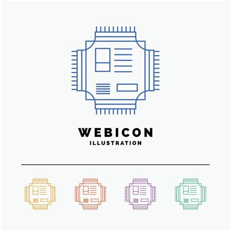 Chip Cpu Microchip Processor Technology 5 Color Line Web Icon Template Isolated On White