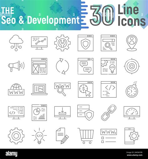 Seo And Development Thin Line Icon Set Optimization Symbols Collection Vector Sketches Logo