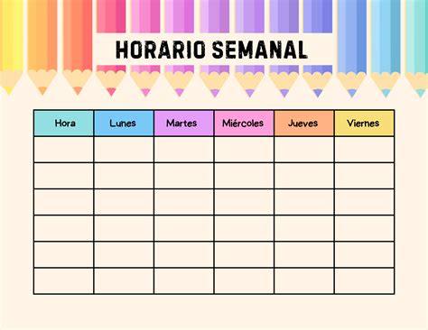 Horario De Clases Plantilla De Horario Semanal Para Imprimir