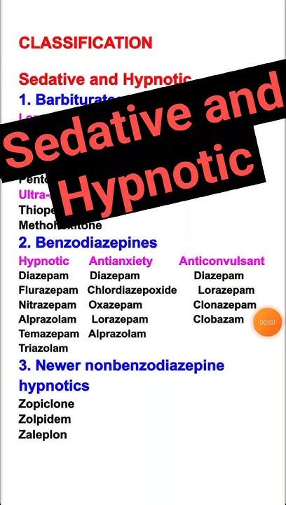 Sedative And Hypnotic Classification Pharmacology Youtube