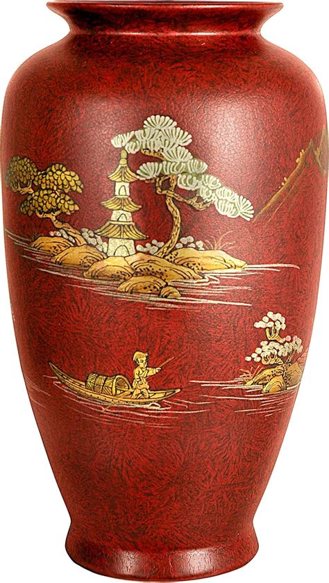 Oriental Furniture 12 Red Tung Chi Vase Home And Kitchen