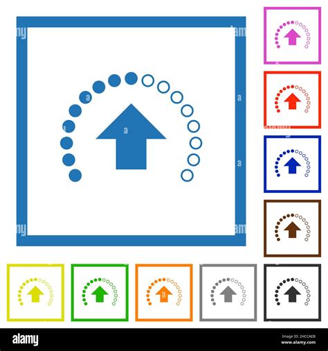 Upload In Progress Flat Color Icons In Square Frames On White Background Stock Vector Image