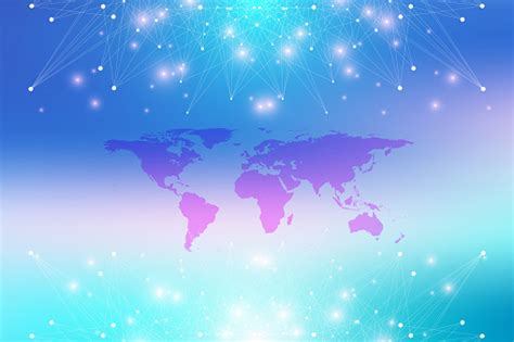 글로벌 기술 네트워킹 개념 정치 세계 지도입니다 디지털 데이터 시각화입니다 라인 총입니다 큰 데이터 배경 통신 합니다 과학적인 벡터 일러스트 레이 션 0명에 대한 스톡 벡터