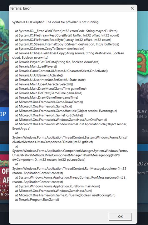 Message Pops Up Whenever I Try To Play Rterraria
