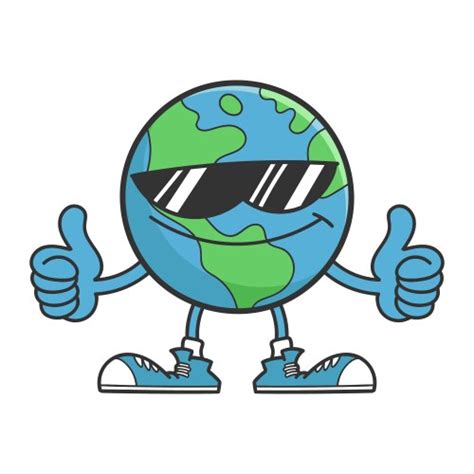 Cute Cartoon Earth Planet Globe Character With Vector Image