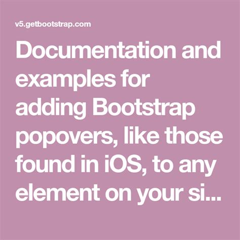 Bootstrap Popovers Documentation And Examples