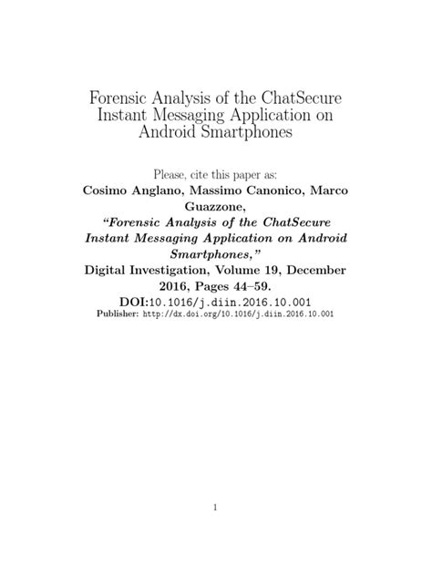 Forensic Analysis Of The Chatsecure Inst Pdf Instant Messaging Android Operating System