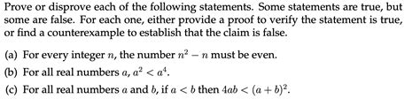 solved prove or disprove each of the following statements