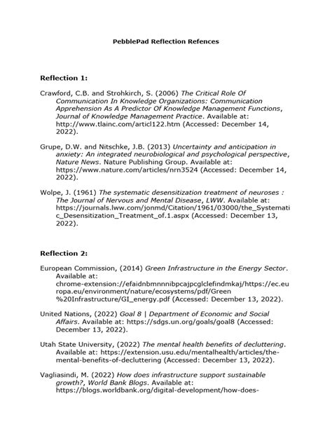 Pebblepad Reflection Refences Pdf Psychology Behavioural Sciences