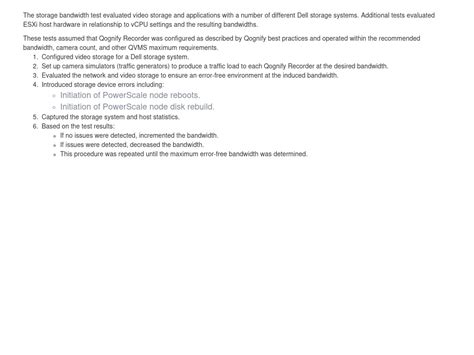 Storage Bandwidth And Configuration Test Sizing Guide—dell Storage With Qognify Vms Dell