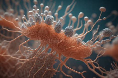 Closeup View Of Human Brain Cells Neuron With Branching Dendrites And