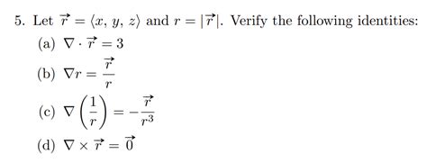 Solved Let Vec R X Y Z And R Vec R Verify The