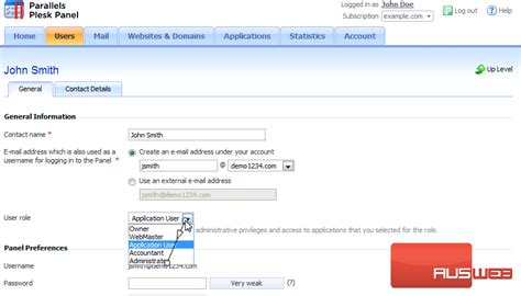 Create A User Account In Plesk Web24