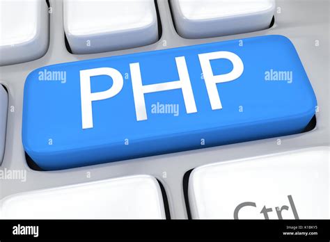 Render Illustration Of Computer Keyboard With The Script Php On Pale