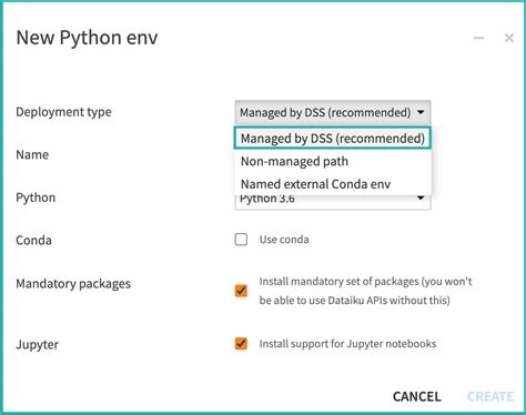 how to create a new code environment dataiku knowledge base