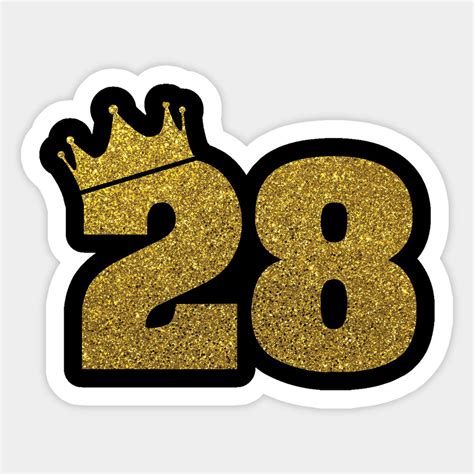 birthday 28 crown sticker gold glitter number