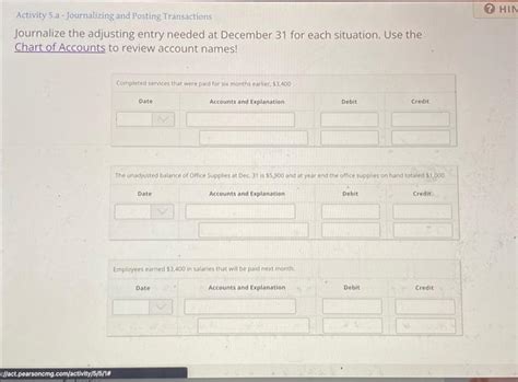 Solved Activity 5a Journalizing And Posting Transactions