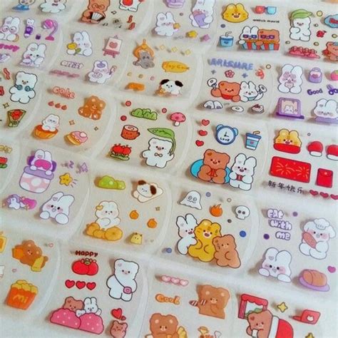 خرید و قیمت برچسب استیکر فانتزی حیوانات کیوت عروسکی تدی و خرگوش بر چسب