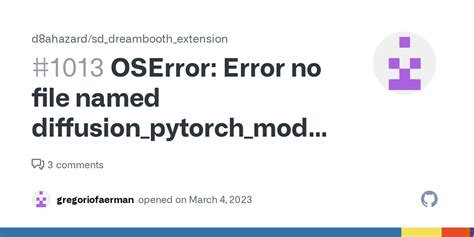 Oserror Error No File Named Diffusionpytorchmodelbin Found In