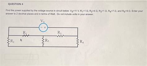 Solved Find The Power Supplied By The Voltage Source In Chegg Com