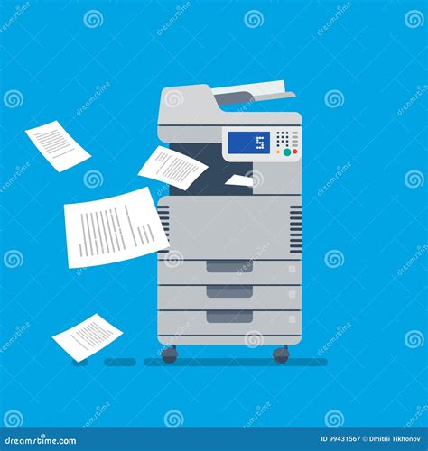Office Multi Function Printer Scanner Flat Vector Stock Vector