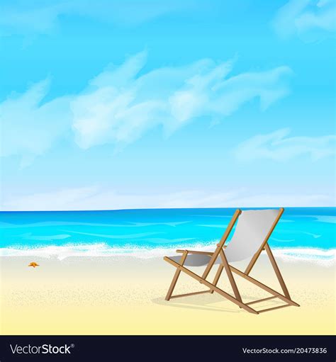 Beach Wooden Chair On The Royalty Free Vector Image