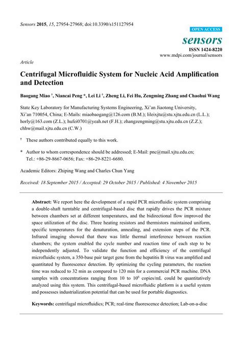 Pdf Centrifugal Microfluidic System For Nucleic Acid · Centrifugal Microfluidic Platform