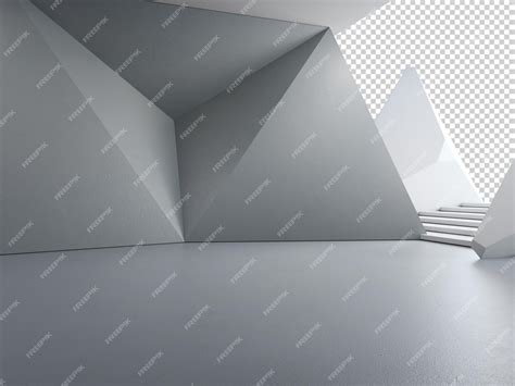 Premium Psd Geometric Shapes Structure On Gray Concrete Floor Abstract Architecture Design 3d