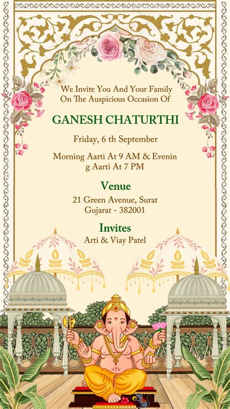 Ganpati Invitation Card In Marathi Template Free Download
