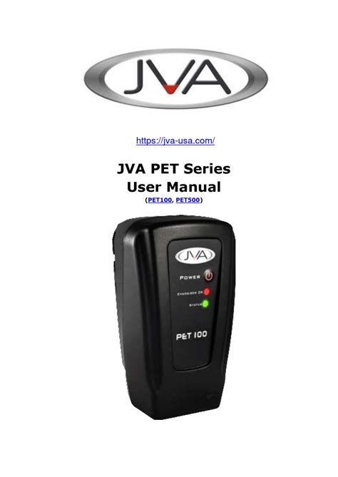 Jva Pet Series User Manual Installation Operation And Specifications